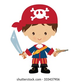 Cute Pirate Vector Illustration: vector de stock (libre de regalías ...