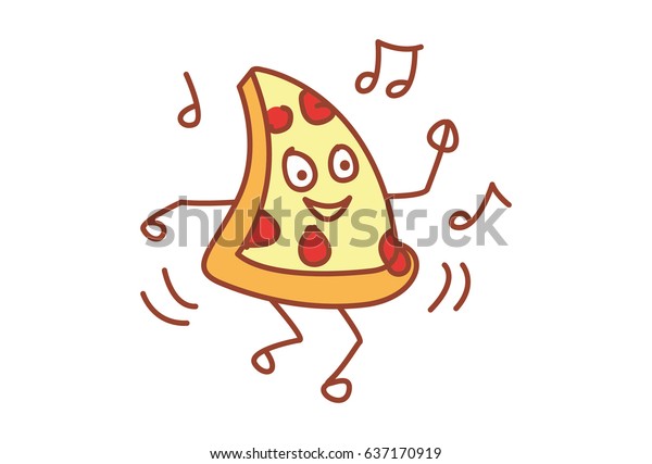 Vetor stock de Cute Pizza Dancing Vector Illustration Isolated (livre ...
