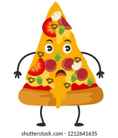 Cute Pizza Slice Isolated On White Stock Vector (Royalty Free ...