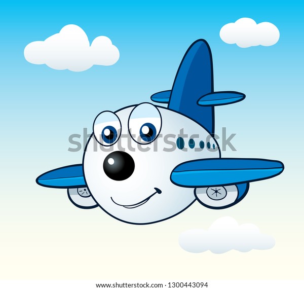 Cute Plane Cartoon Character Stock Vector (Royalty Free) 1300443094