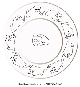 Cute Plate Design Cats Vector Illustration Stock Vector (Royalty Free ...