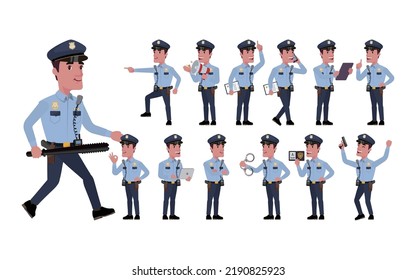 Cute Policeman Different Poses Stock Vector (Royalty Free) 2190825923 | Shutterstock