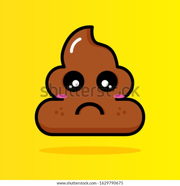 Cute Poo Sad Flat Character Emoji Stock Vector (Royalty Free ...
