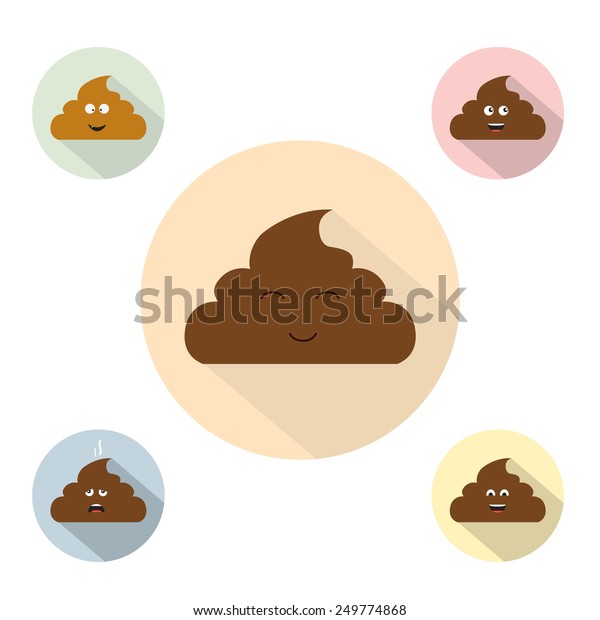 Cute Poop Flat Icon Characters Set Stock Vector (Royalty Free) 249774868
