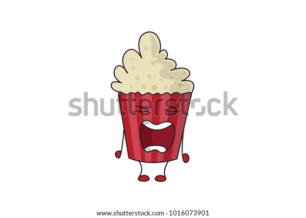 Cute Popcorn Character Screaming Vector Illustration Stock Vector ...