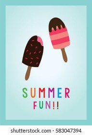 Cute Popsicle Summer Fun Poster Vector: เวกเตอร์สต็อก (ปลอดค่าลิขสิทธิ์ ...