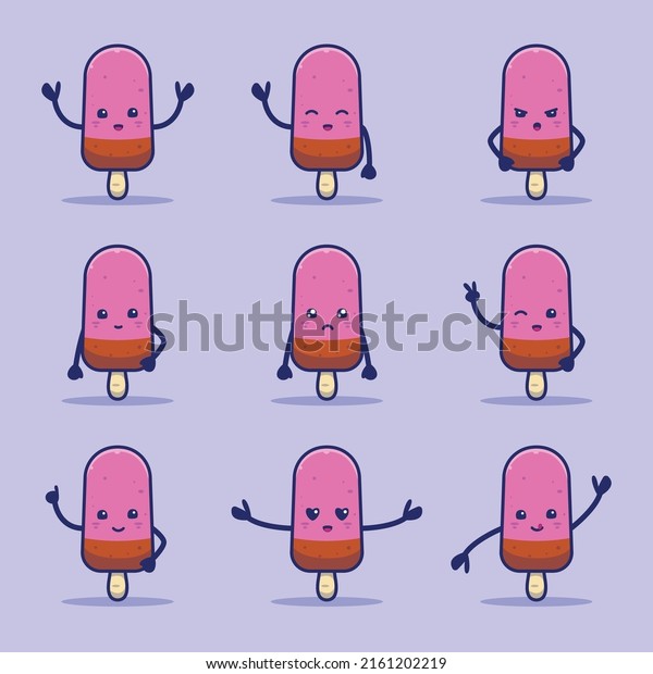 Cute Pose Ice Cream Vectors Stock Vector (Royalty Free) 2161202219 ...