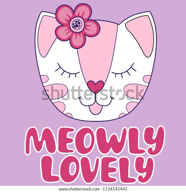 Cute positive cartoon cat with phrase in vector for kids