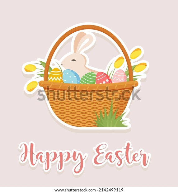 Cute Postcard Banner Happy Easter Vector Stock Vector (Royalty Free ...