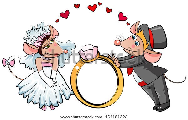 Cute Postcard Design Mice Marriage Stock Vector (Royalty Free ...