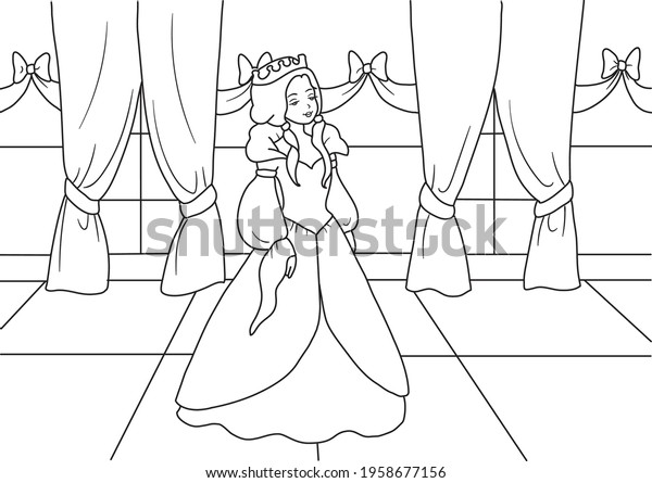 Cute Princess Simple Cartoon Vector Coloring Stock Vector (Royalty Free ...