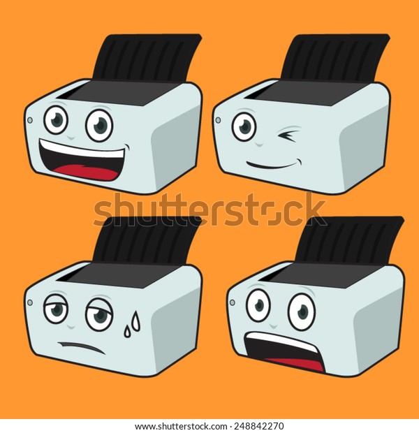 Cute Printer Vector Cartoon Character: เวกเตอร์สต็อก (ปลอดค่าลิขสิทธิ์ ...