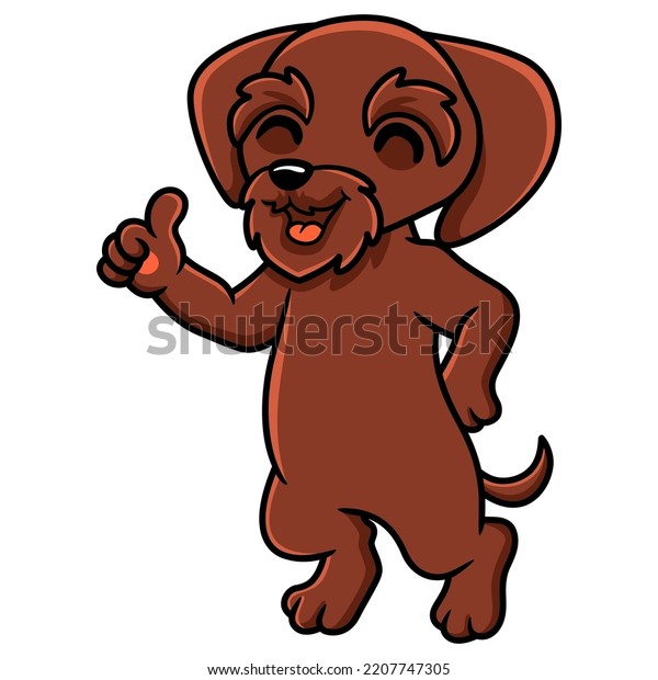 Cute Pudelpointer Dog Cartoon Giving Thumb Stock Vector (Royalty Free ...