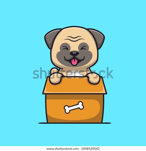 Cute Pug Dog Playing Box Cartoon Stock Vector (Royalty Free) 1858520542 ...