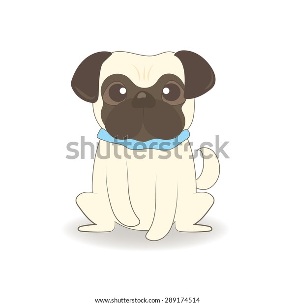 Cute Pug Puppy Sitting Vector Cartoon Stock Vector (Royalty Free) 289174514