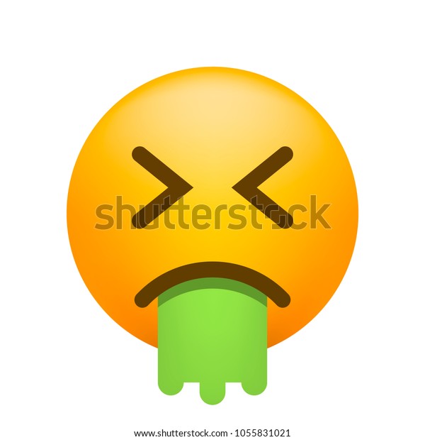 Cute Puke Emoticon On White Background Stock Vector (Royalty Free ...