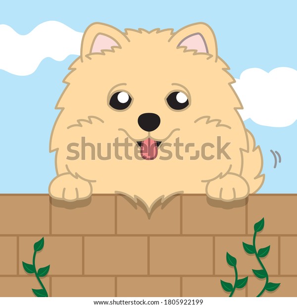 Cute Puppy Dog Behind Wall Good Stock Vector (Royalty Free) 1805922199 ...