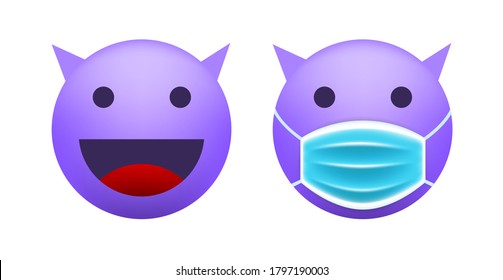 Cute Purple Evil Emoticon Face Mask: เวกเตอร์สต็อก (ปลอดค่าลิขสิทธิ์ ...