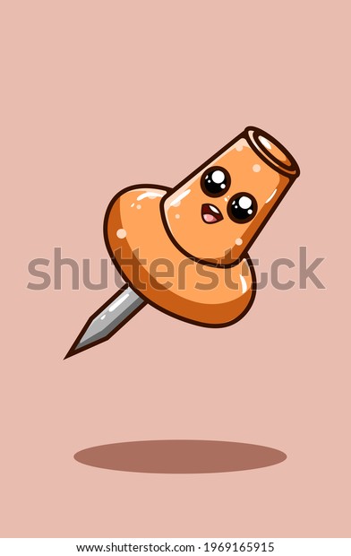 Cute Push Pin Cartoon Illustration Stock Vector (Royalty Free ...