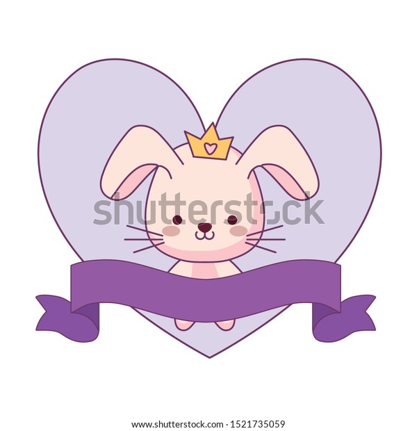 Cute Rabbit Animal Ribbon Frame Vector Stock Vector (Royalty Free ...