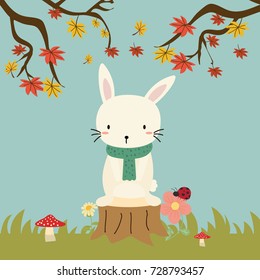 Cute Rabbit Autumn Vector Stock Vector (Royalty Free) 728793457 ...