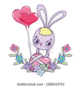 Cute Rabbit Balloons Helium Valentines Day Stock Vector (Royalty Free ...