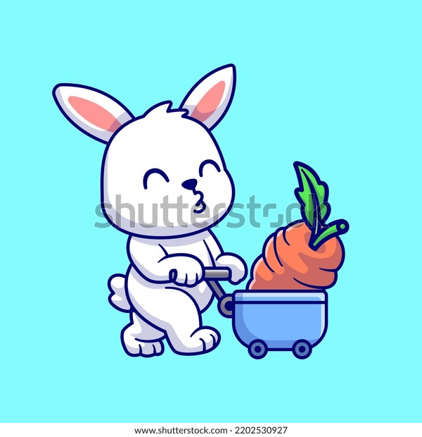 Cute Rabbit Bring Carrot Trolley Cartoon Stock Vector (Royalty Free ...