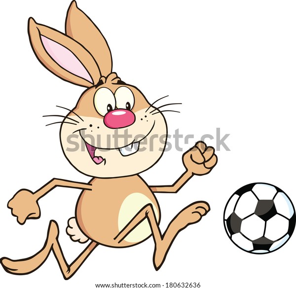Cute Rabbit Cartoon Character Playing Soccer Stock Vector (Royalty Free ...