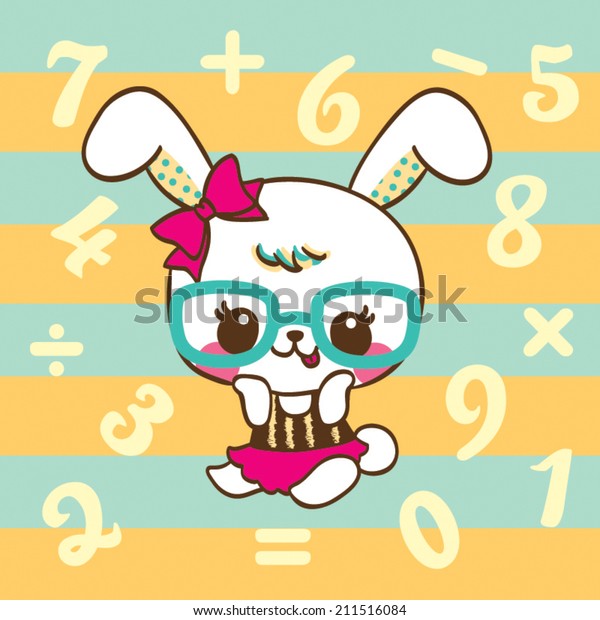 Cute Rabbit cartoon on the numbers background