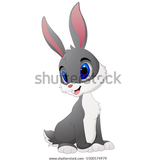 Cute Rabbit Cartoon On White Background Stock Vector (Royalty Free ...