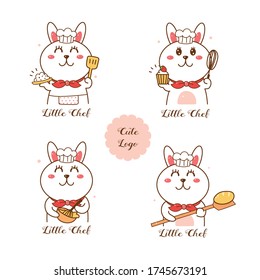 Cute Rabbit Chef Logo Cartoon Hand Stock Vector (Royalty Free ...