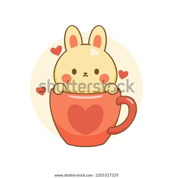 Cute Rabbit Cup Illustration Stock Vector (Royalty Free) 2205317329 ...