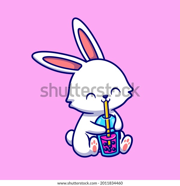 Cute Rabbit Drink Boba Milk Tea Stock Vector (Royalty Free) 2011834460 ...