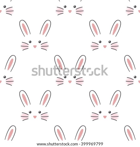 Cute Rabbit Face Seamless Wallpaper Stock Vector (Royalty Free ...