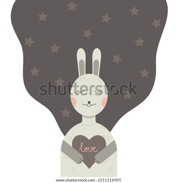 Cute Rabbit Heart Vector Illustration Stock Vector (Royalty Free ...