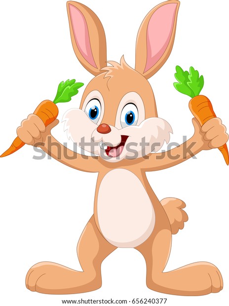 Cute Rabbit Holding Carrot Stock Vector (Royalty Free) 656240377 ...