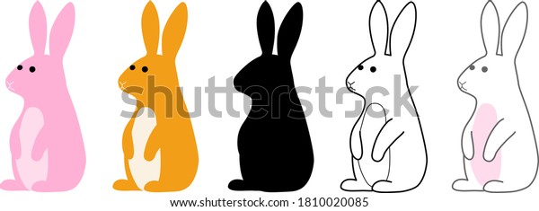 Cute Rabbit Illustration Variation Set Stock Vector (Royalty Free ...