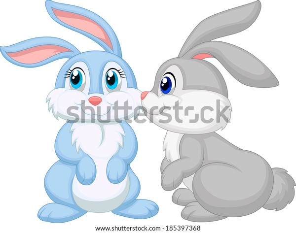 Cute Rabbit Kissing Stock Vector (Royalty Free) 185397368