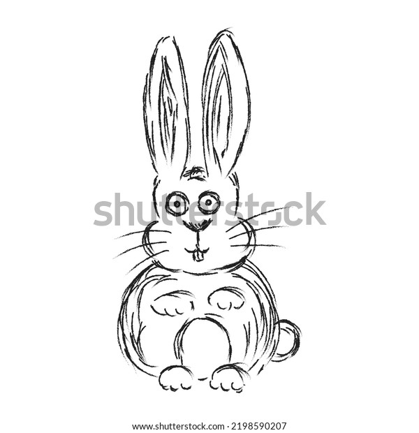 Cute Rabbit Line Art Funny Bunny Stock Vector (Royalty Free) 2198590207 ...
