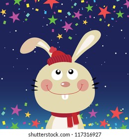 Cute Rabbit Night Sky: vector de stock (libre de regalías) 117316927 ...