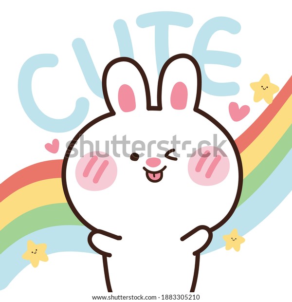 Cute Rabbit On Rainbow Backgroundanimal Character Stock Vector (Royalty ...