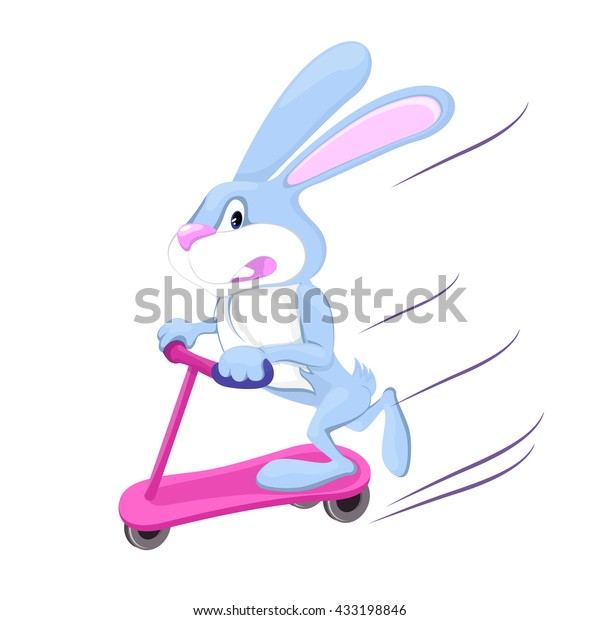 Cute Rabbit On Scooter Stock Vector (Royalty Free) 433198846