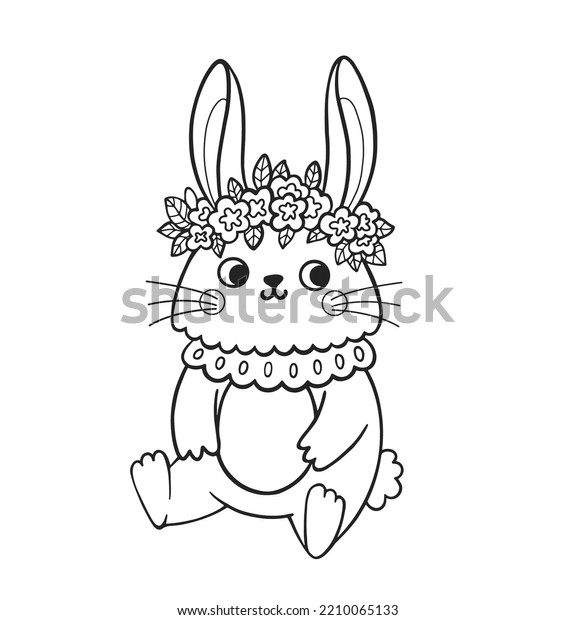 Cute Rabbit Outline Cartoon Character Little Stock Vector (Royalty Free ...