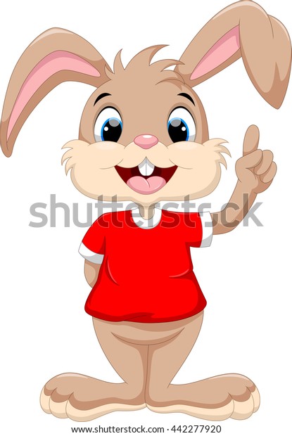 Cute Rabbit Raised Index Finger Stock Vector (Royalty Free) 442277920 ...