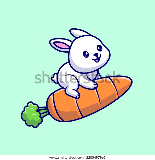 Cute Rabbit Riding Carrot Rocket Cartoon Stock Vector (Royalty Free ...