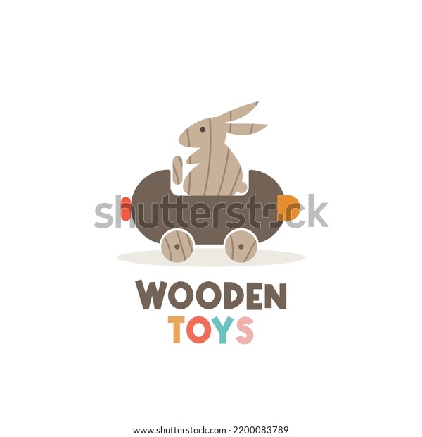 Cute Rabbit Wooden Toy Vector Illustration Stock Vector (Royalty Free ...