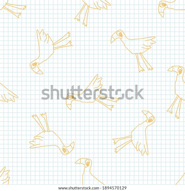 Cute Rainbow Scribble Bird Kids Doodle Stock Vector (Royalty Free ...