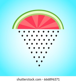 Cute Raining Watermelon Seeds Vector Illustration Stock Vector (Royalty ...