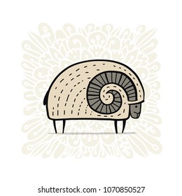 Cute Ram Simple Sketch Your Design Stock Vector (Royalty Free ...