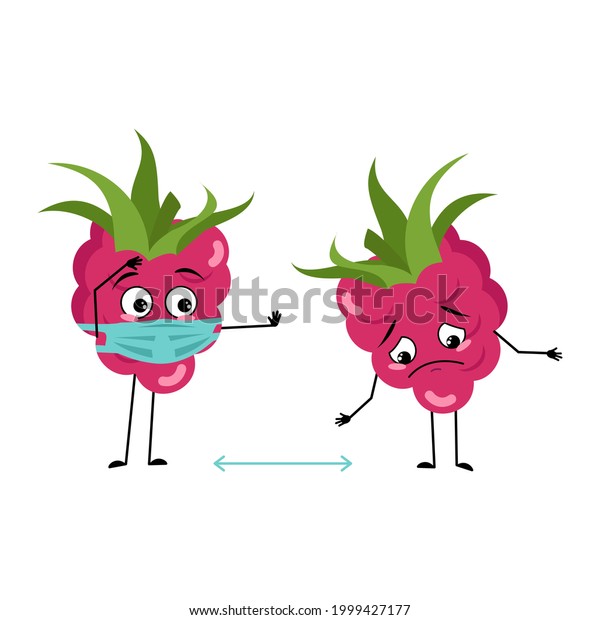 Cute Raspberry Characters Emotions Face Mask Stock Vector (Royalty Free ...